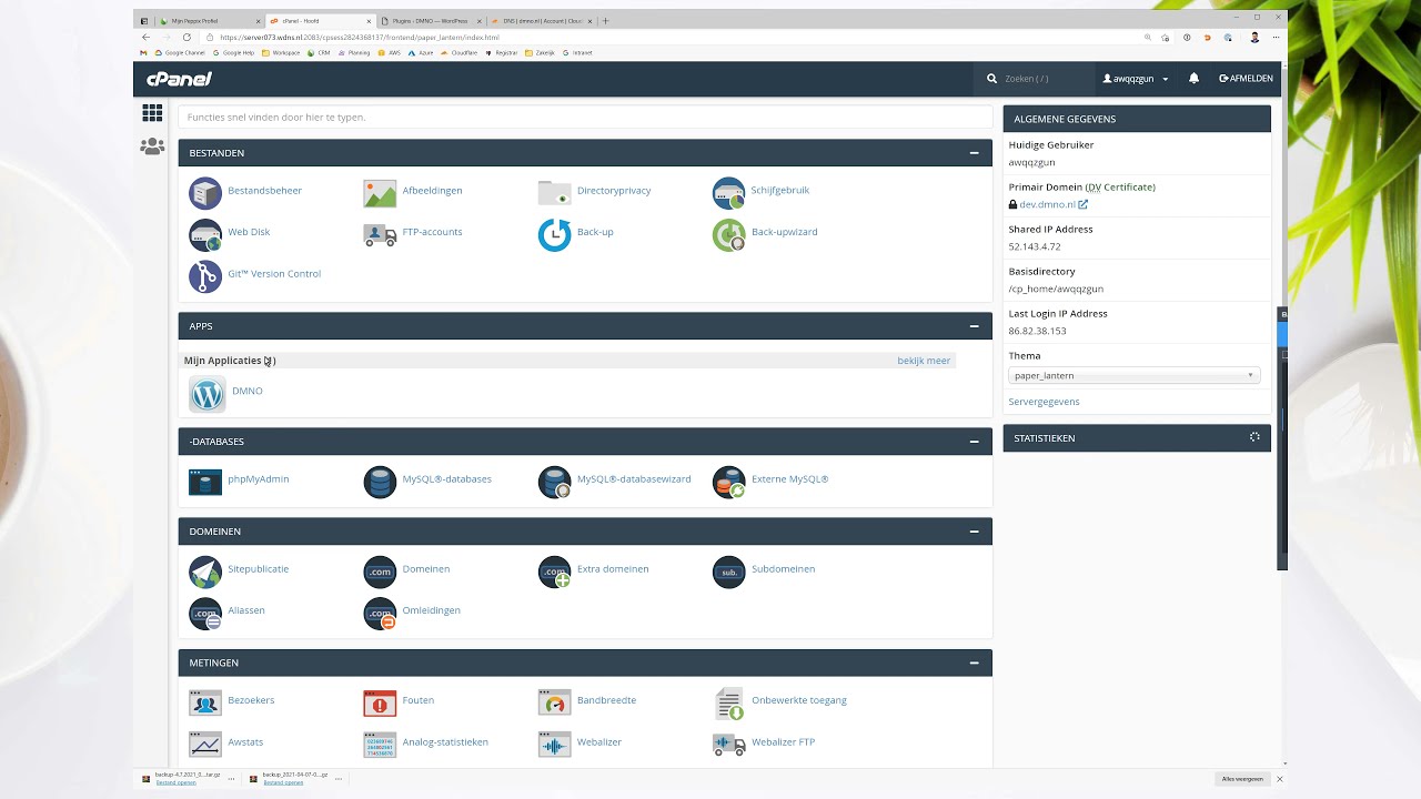 cPanel back-up maken en terugzetten bij Google Workspace specialist