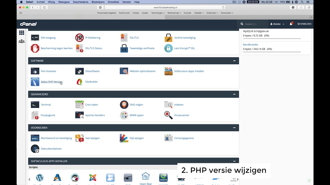 cPanel PHP versie veranderen bij Google Workspace specialist