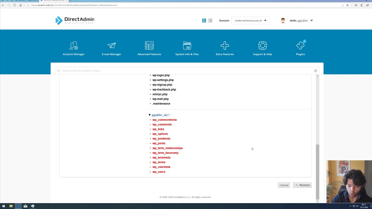 DirectAdmin Installatron back-up maken bij Google Workspace specialist