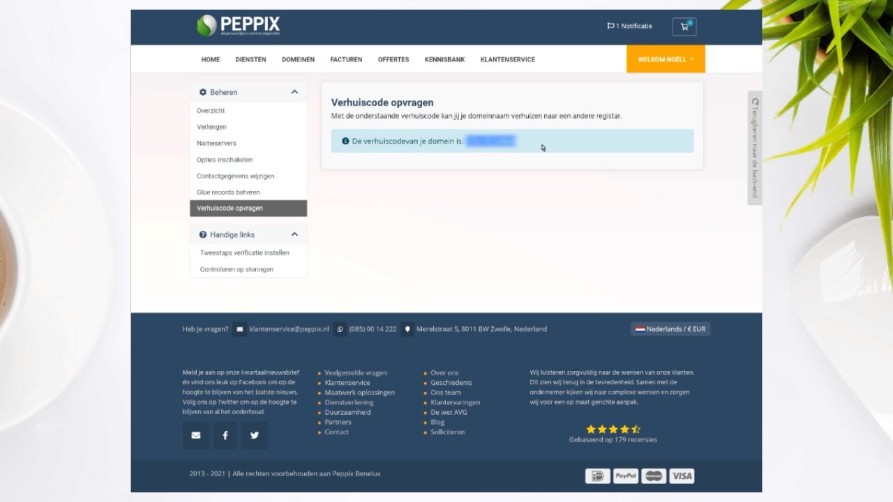 Domeinverhuiscode opvragen via Mijn Peppix: tips voor Workspace bij ...
