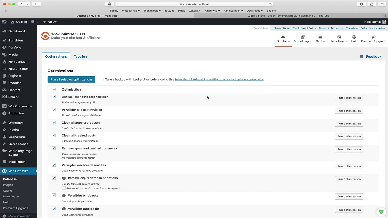 WordPress database optimaliseren met WP Optimize bij Google Workspace ...